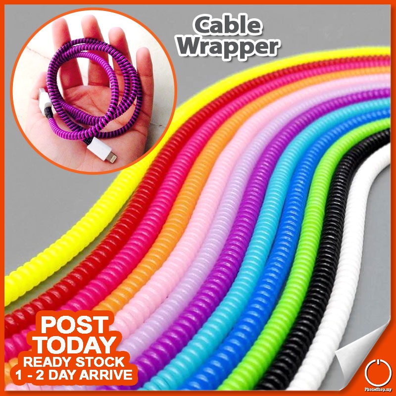 CABLE WRAPPER Wire Cord Spring Protector Wire Protection TPU Spiral ...