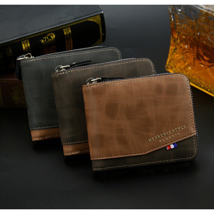 MENBENSE Man Wallet Short Wallet Zip Wallet Card Wallet | Shopee Singapore
