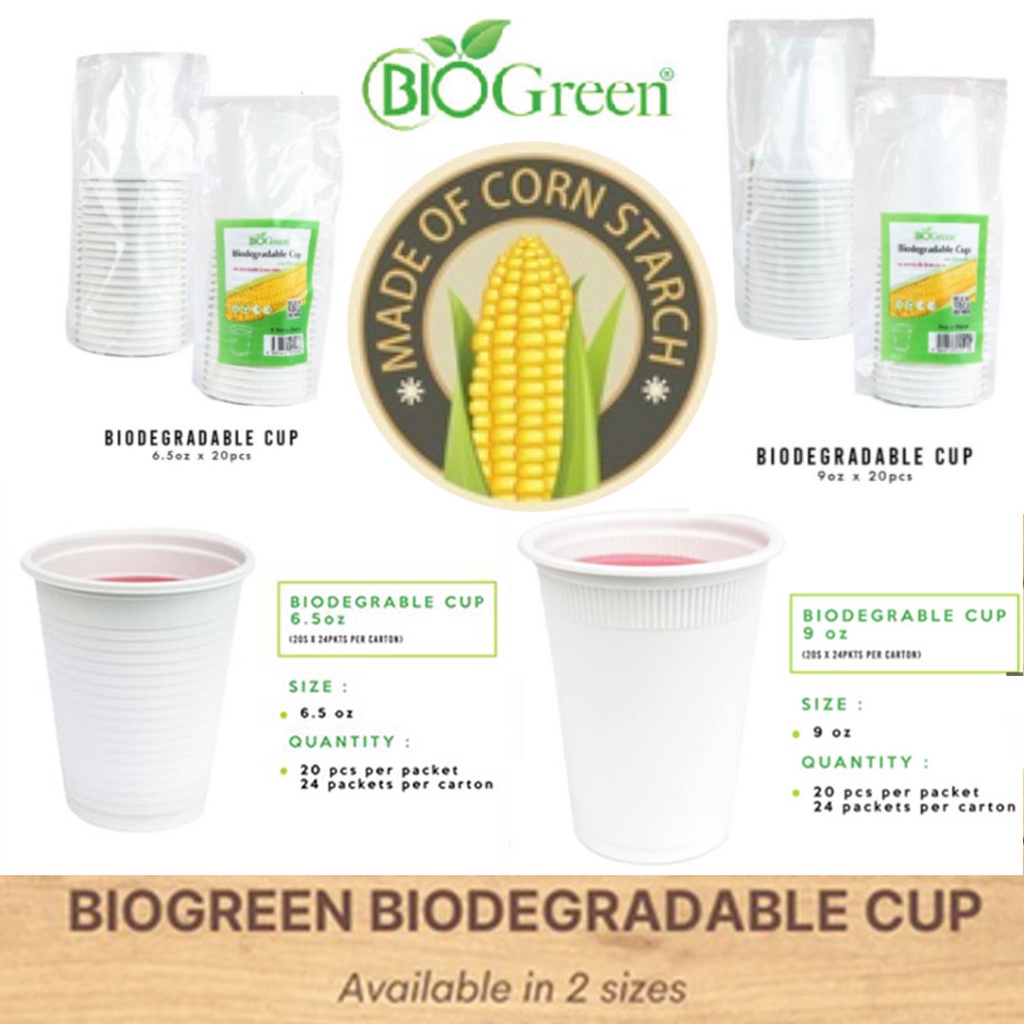 BIOGreen Biodegradable Disposable Cups | Shopee Singapore