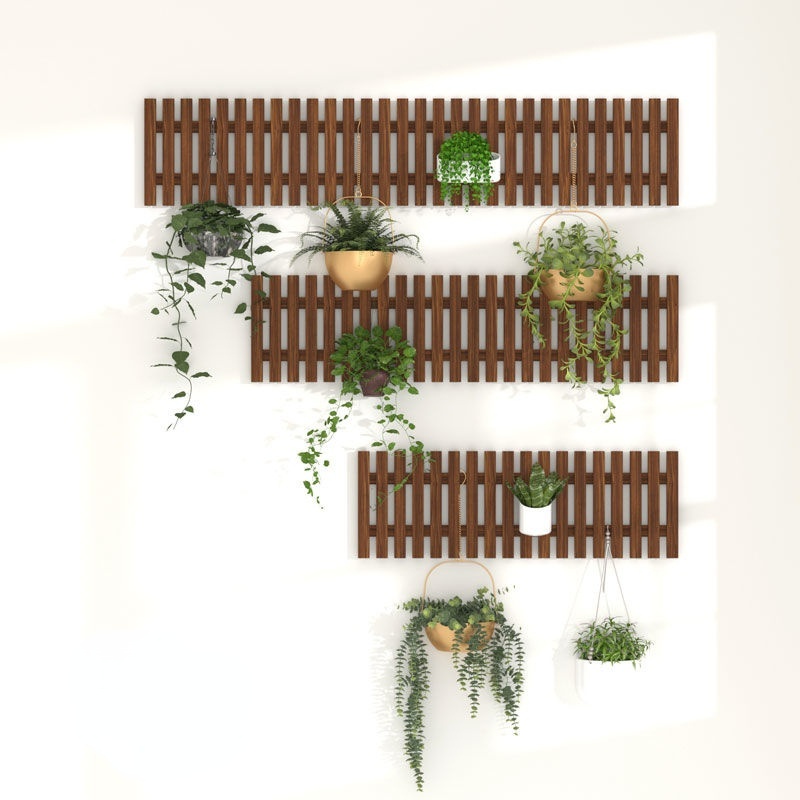 WindSing Wooden Hanging Wall Planter Rack Flower Pot Hanger Balcony ...