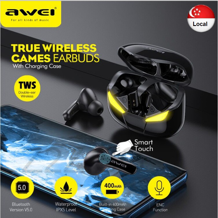 Awei T35 Gaming Bluetooth Earbuds TWS Handsfree HiFi Headphone Deep ...
