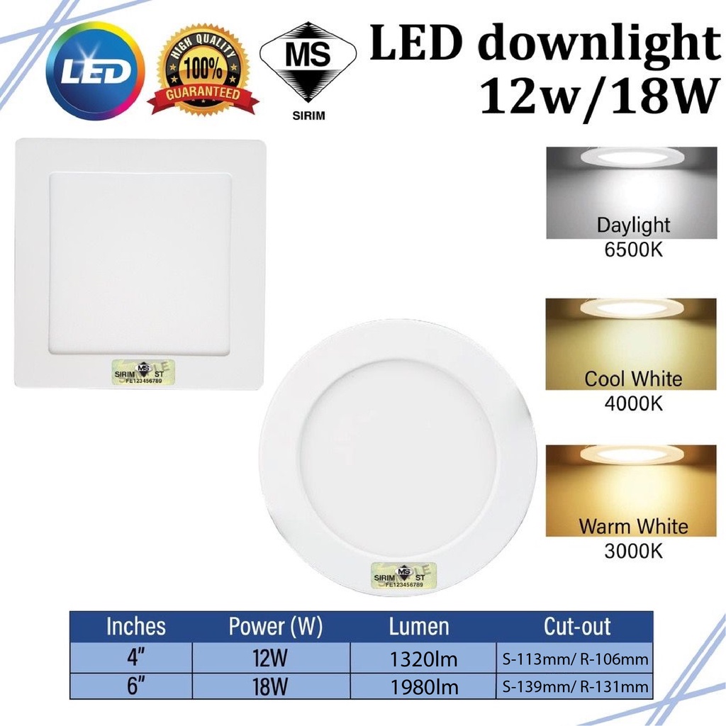 6" 18W / 4" 12W VEKOCY LED Downlight / Ceiling Light /Recessed ...