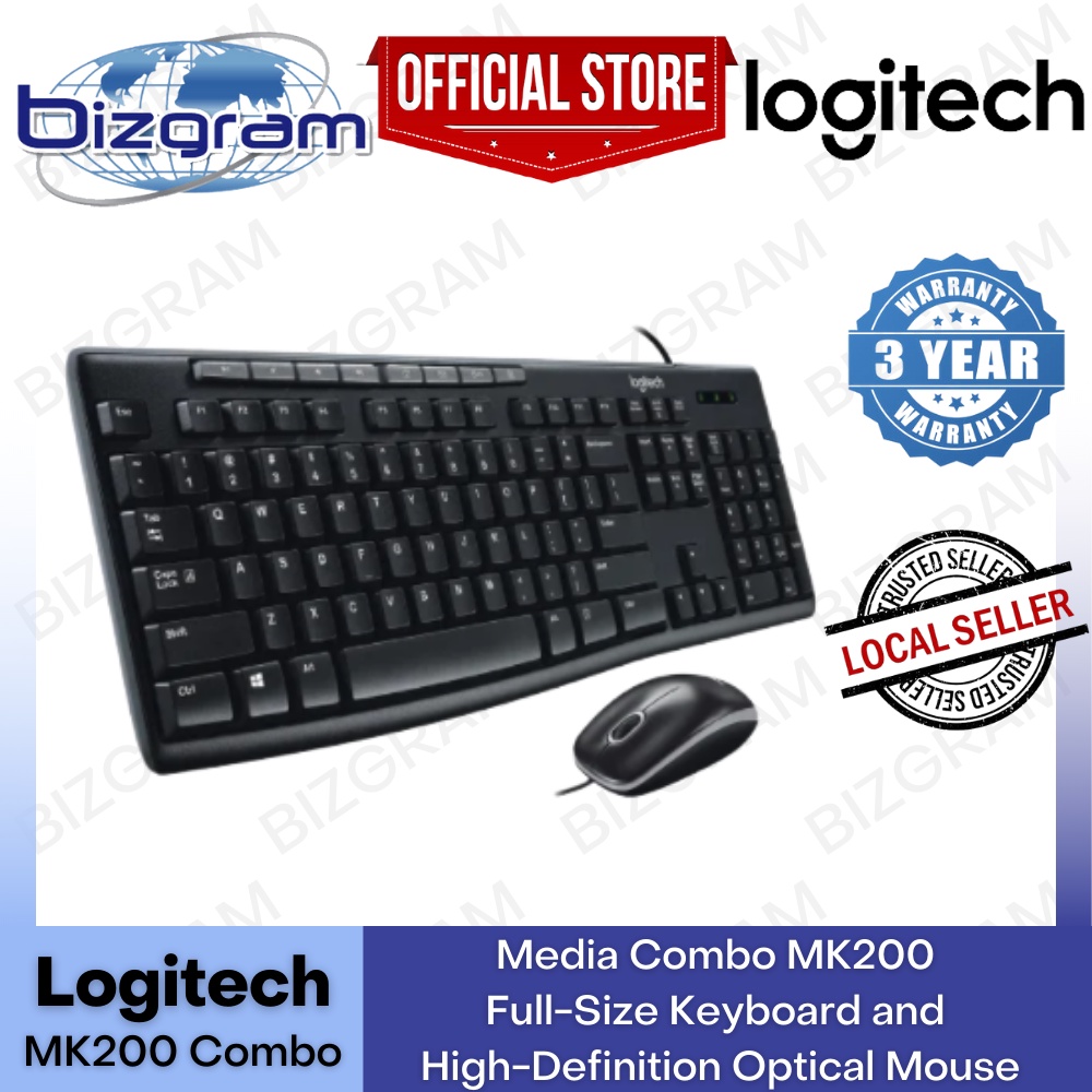 Logitech Media Combo MK200 Full-Size Keyboard and High-Definition ...