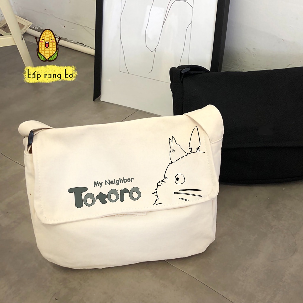 Totoro-shaped canvas crossbody school tote bag for books, unisex ...