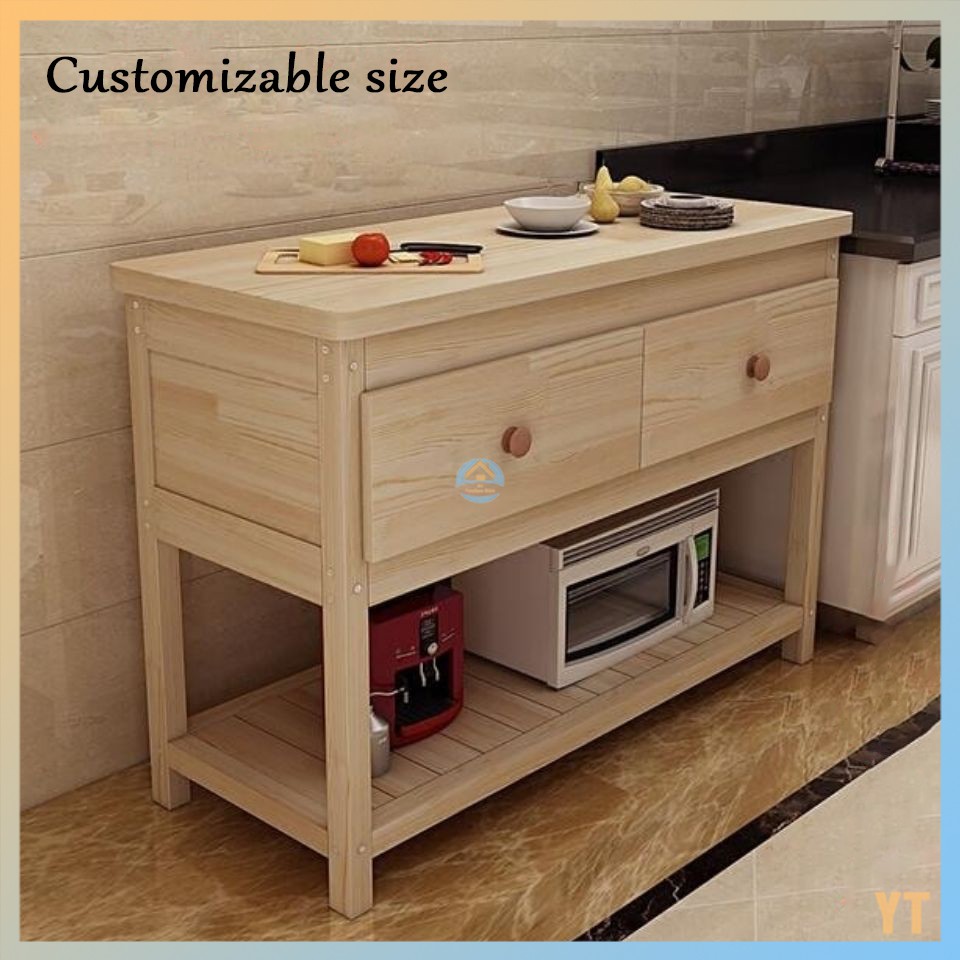 Solid Wood Kitchen Shelf Floor Multi-Layer Cutting Station Kitchen ...