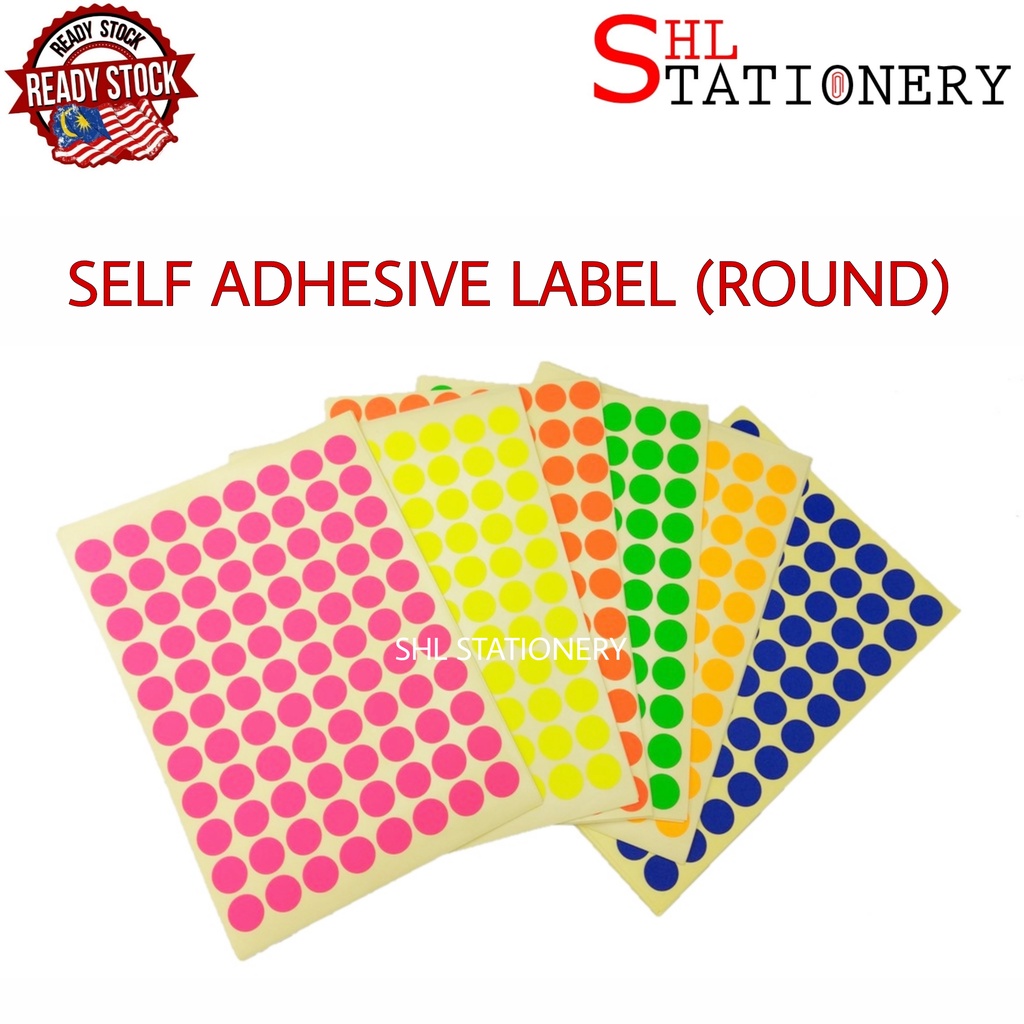 10 Sheets Circle Round Self Adhesive Color Label Sticker / Assorted ...