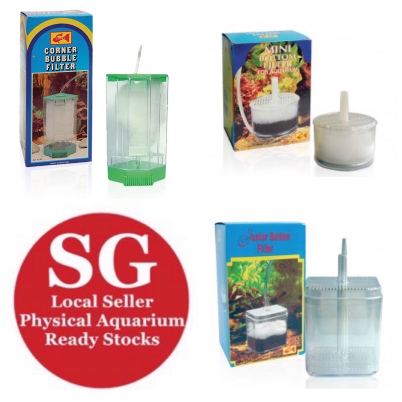 Aquarium GUPPY JUNIOR BOTTOM FILTER , Corner Bubble Filter 142 , Mini ...