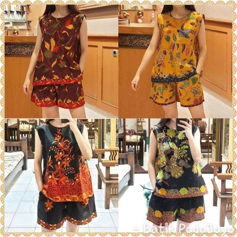 KATUN Sleeveless batik pajamas, batik shorts, primissima superior jaya ...