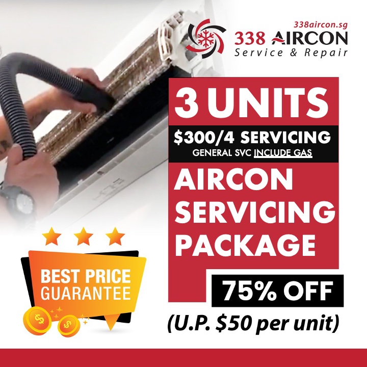 Annual Aircon Servicing Package - 4x Servicing for 3 Units (include gas ...