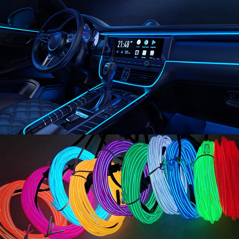 1M/3M/5M Car Interior Ambient LED Strip Light Decoration Garland Wire ...