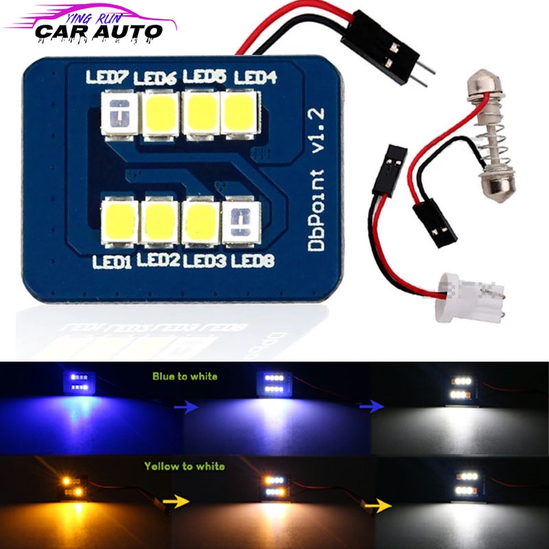 1pcs Festoon T10 W5W C10W 194 8smd 2835 Dome Blue to White T10 Car Dynamic Canbus Led reading ...