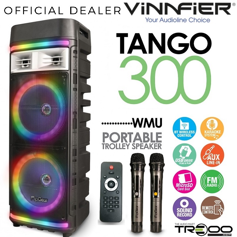 Vinnfier Tango 300 WMU 2021 Wireless Bluetooth Trolley Portable Speaker with Wireless Handheld ...