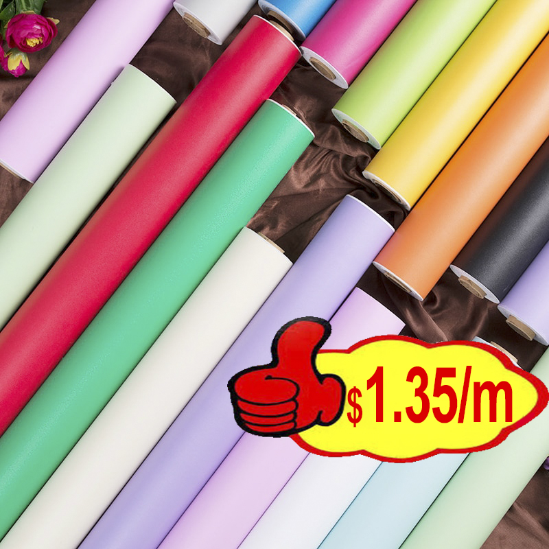 Solid Color Self Adhesive Wallpaper Matte Waterproof Wall Stickers ...