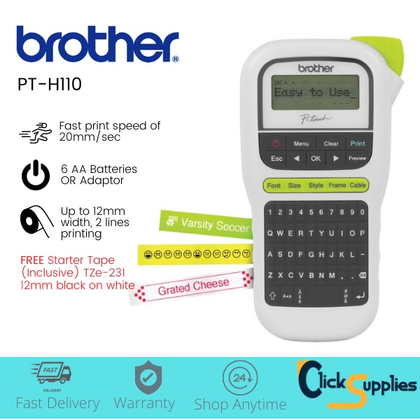 Brother Label Printer PT-H110 Portable Handheld Laminating Sticker ...