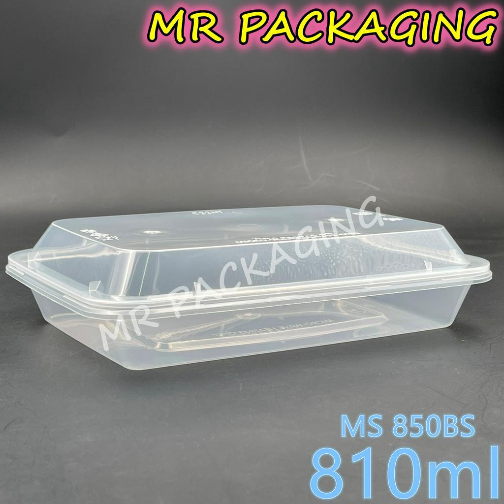 MS 850BS 810ml Rectangular Microwaveable Container with Dome Lid [ 50sets± ] MS VENTURE Plastic ...
