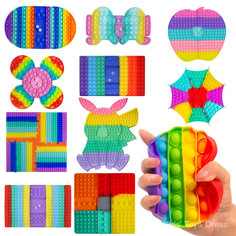 Big Size Pop It Fidget Toys Set Stress Relief Bubble Popit Simple ...