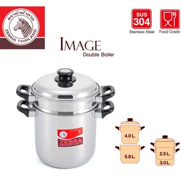 Zebra 20cm Stainless Steel Double Boiler Steaming Pot Slow Cook Steamer ...
