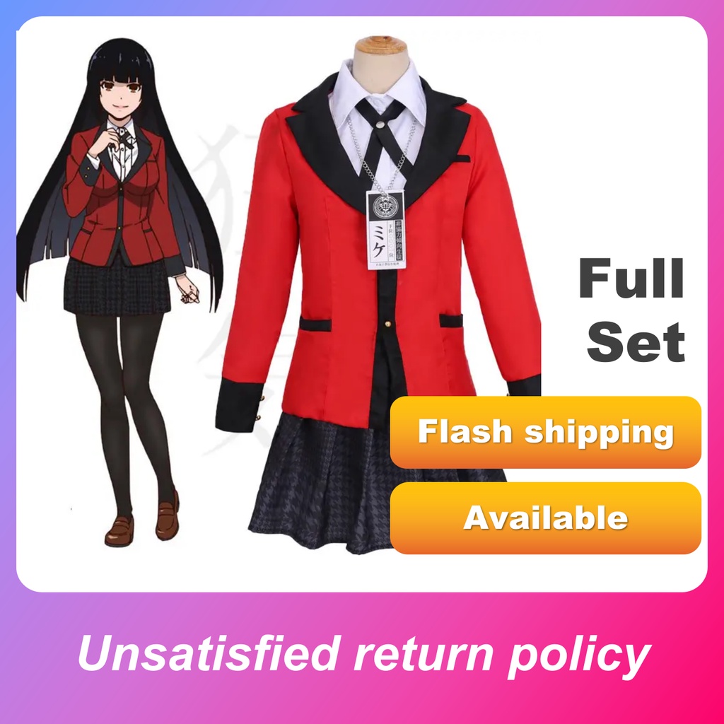 new【Full Set】Kakegurui Yumeko Jabami Costume Anime Cosplay Jumpsuit ...