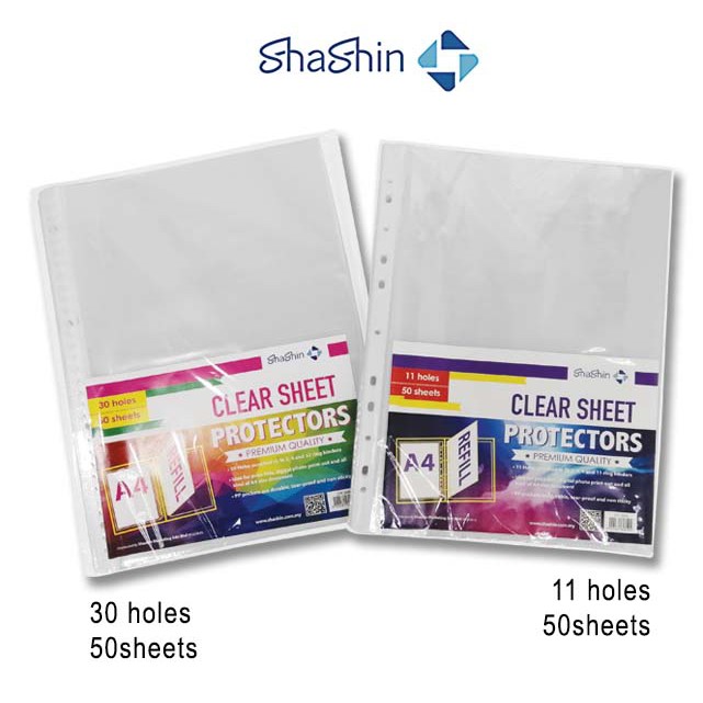 Clear Sheet Protectors A4 Size (11 Holes, 30 holes) 50 sheets/pack ...