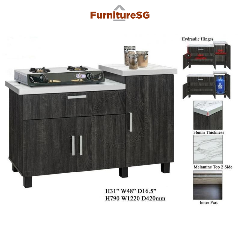 (FurnitureSG) Wooden Kitchen Cabinet with Veneer (Can Put Gas Tank ...