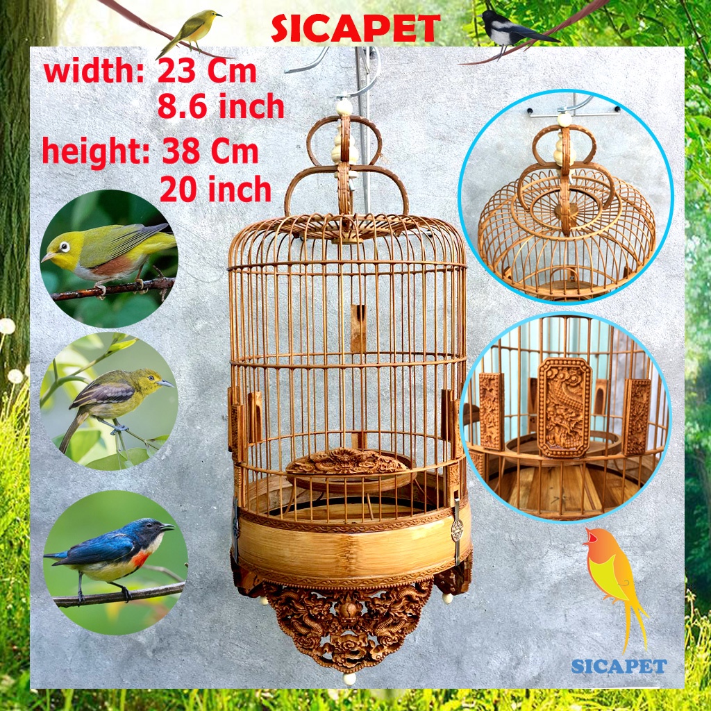 Bird cages carved with dragons, worms, sunbirds Beautiful carved bird ...