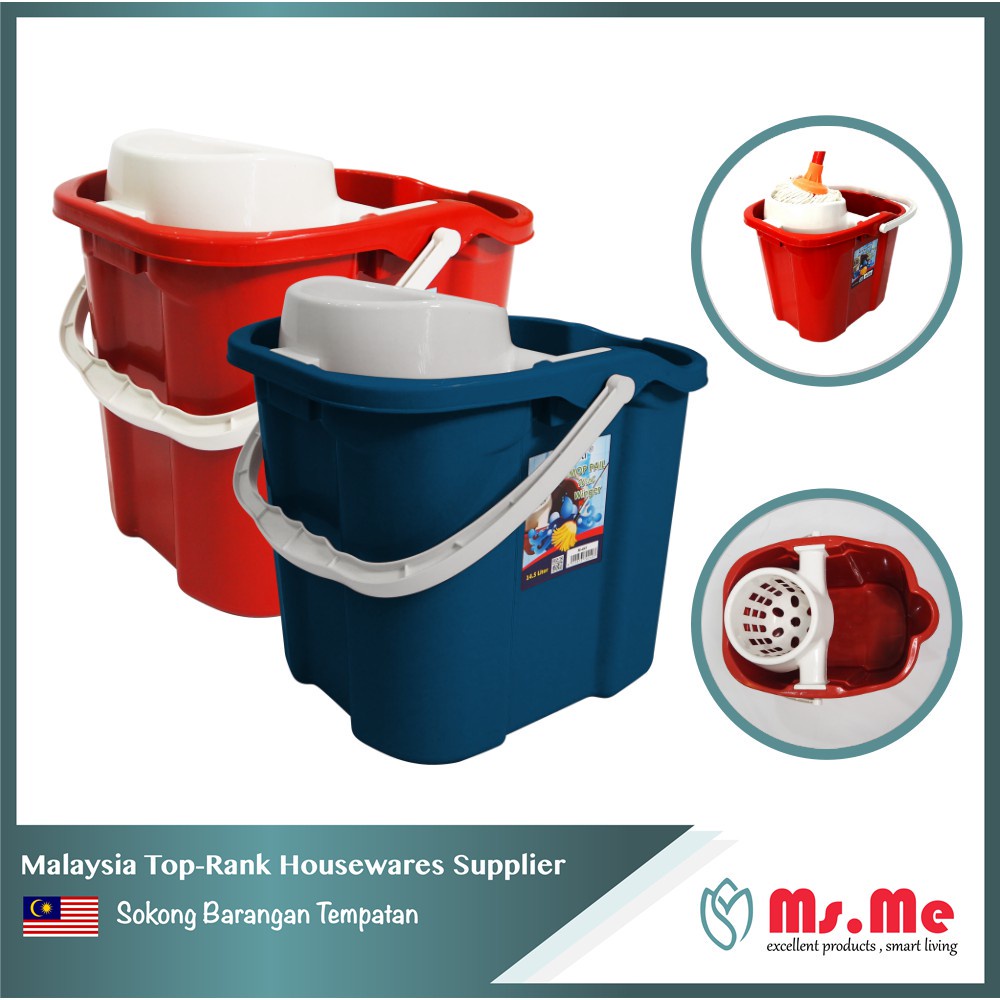 Ms.Me 14.5Liter Plastic Mop Bucket Mop Pail Mopping Pail Tong mop | Shopee Singapore