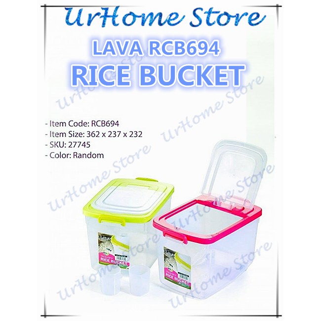 LAVA Rice Bucket with Measuring Scoop / Rice Dispenser / Bekas Beras 12 ...