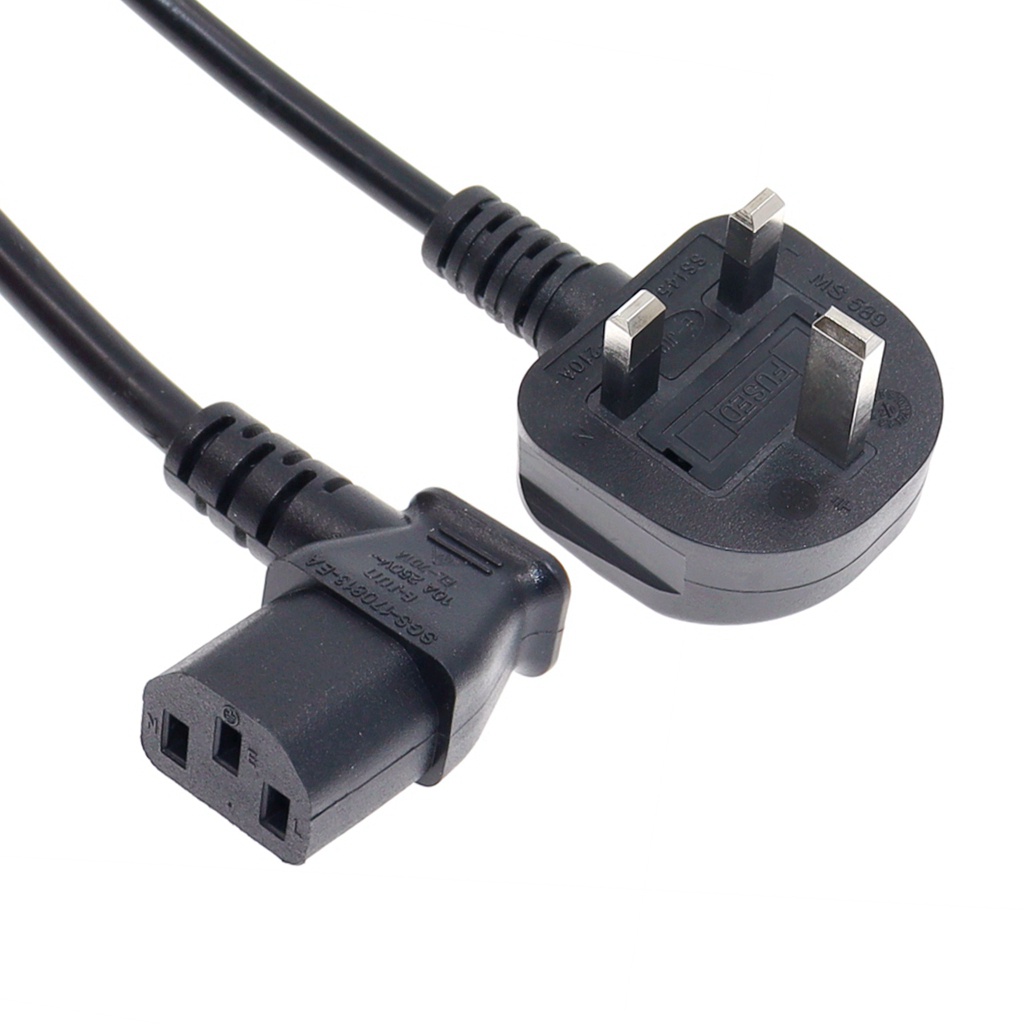 IEC320 C13 Right / Left Angle to UK 3 pins Main plug Extension Power ...