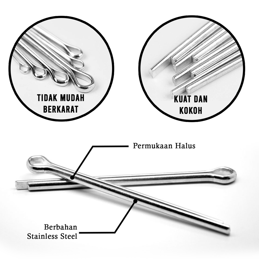 MESIN (30, 40, 50 PCS) Split pen Cotter Lock Pin size 3 x 50 Spleed Pin ...