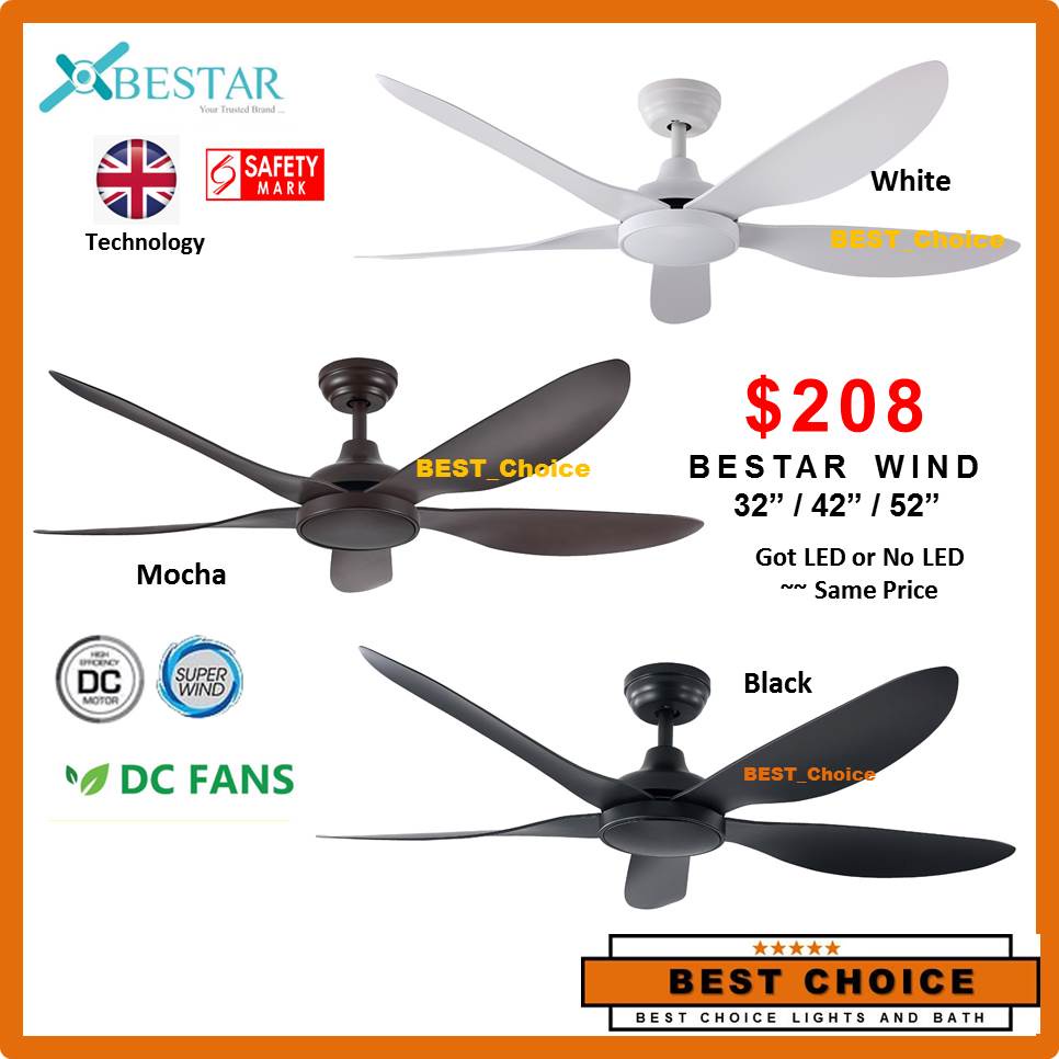 $208 YES-Basic Install - BESTAR Ceiling Fan LED Light WIND DC Motor 32 ...