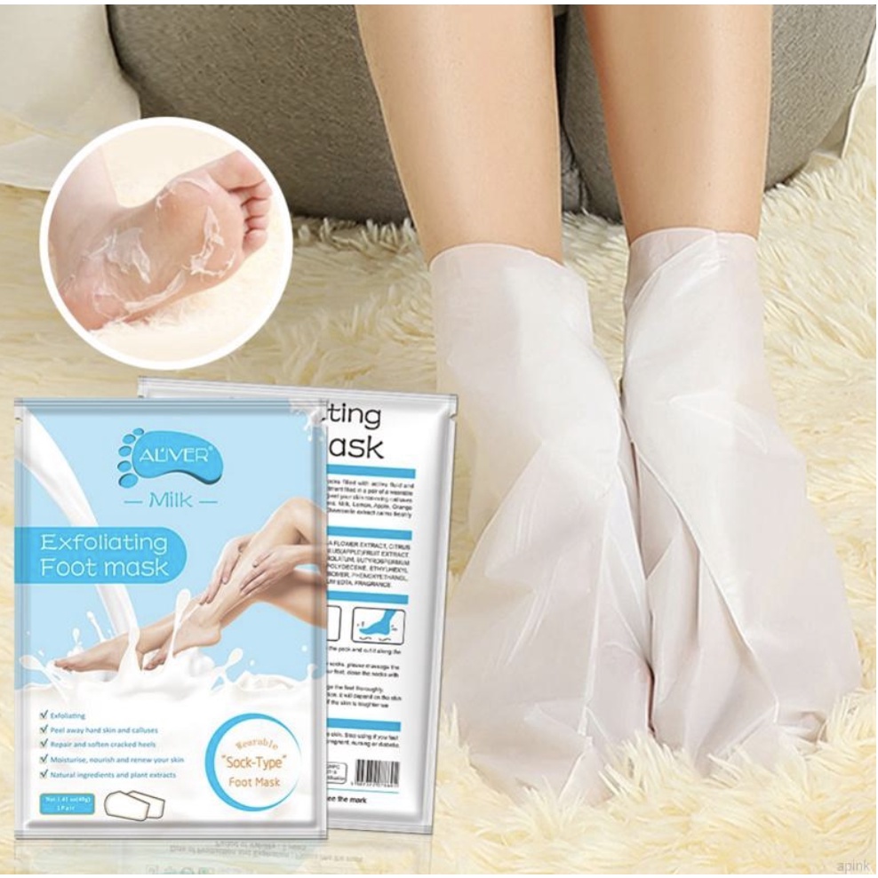 ALIVER Milk Exfoliating Foot Mask Moisturizing Remove Calluses Soften ...