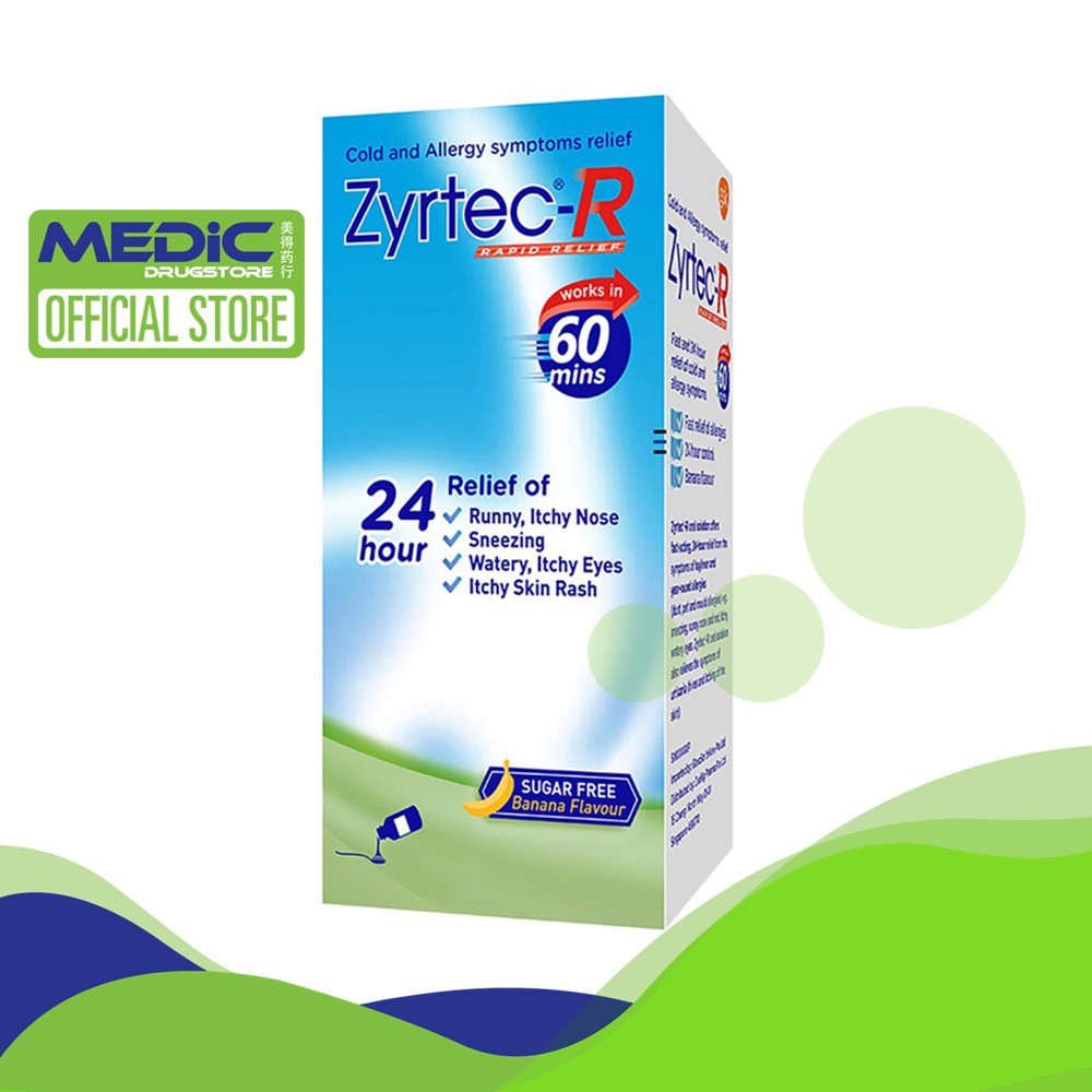 [Bundle of 3] Zyrtec -R Rapid Relief Oral Solution 0.1% 75ml - By Medic ...