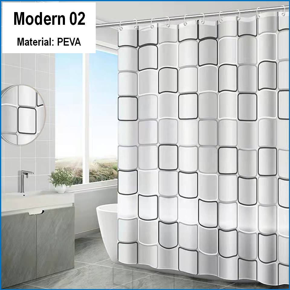 180x180cm Shower Bathroom Thicken Curtain Waterproof Shower Curtain Oil Proof PEVA EVA Fabric ...