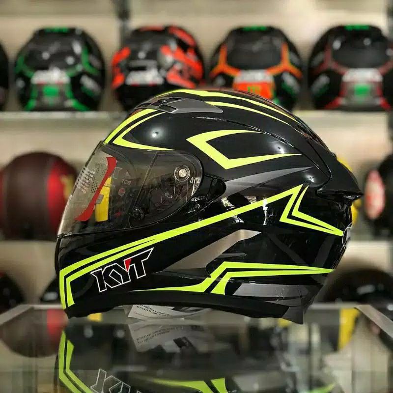 Helm KYT FALCON CARBON BLACK YELLOW FLUO DOUBLE VISOR Helmet TOURING ...