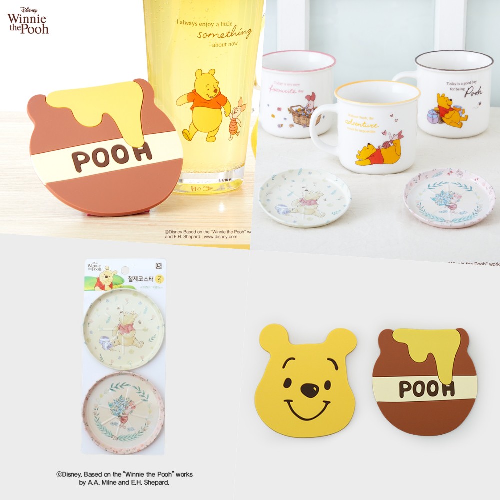 DAISO X Disney Winnie the Pooh PVC Coaster / Metal Coasters Set ...