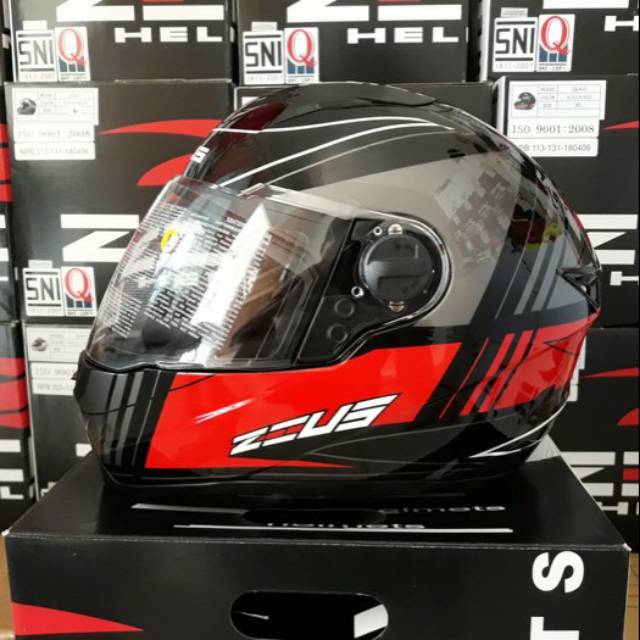 Zeus Helmet 811 BLACK J20 RED ZEUS TOURING Helmet ZS-811 FULL FACE ZEUS ...
