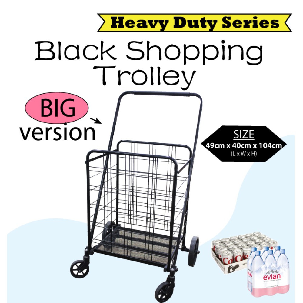 Heavy Duty Black Shopping Trolley & Foldable Aluminium Trolley [SMALL ...