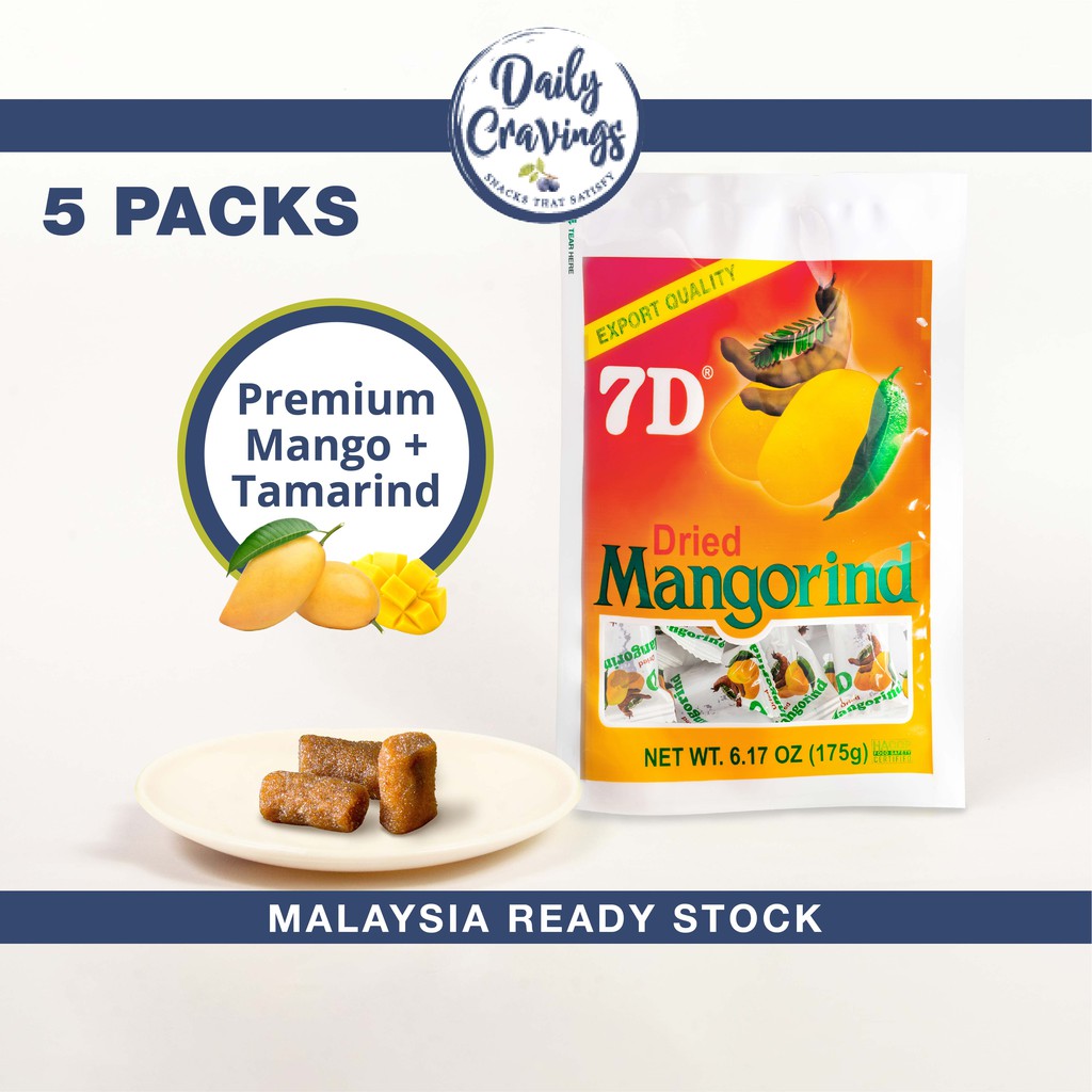 7D Dried Mangorind 芒果罗望子果干零食 175g x 5 Packs Buah Kering Mangga Asam ...
