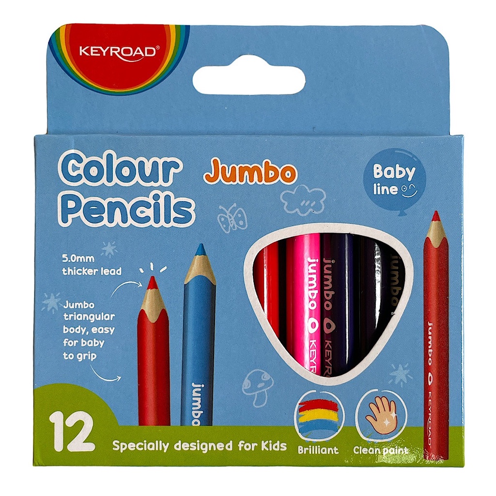 Keyroad Jumbo Colour Pencils Triangular 12col KR972314, 6941288737285 ...
