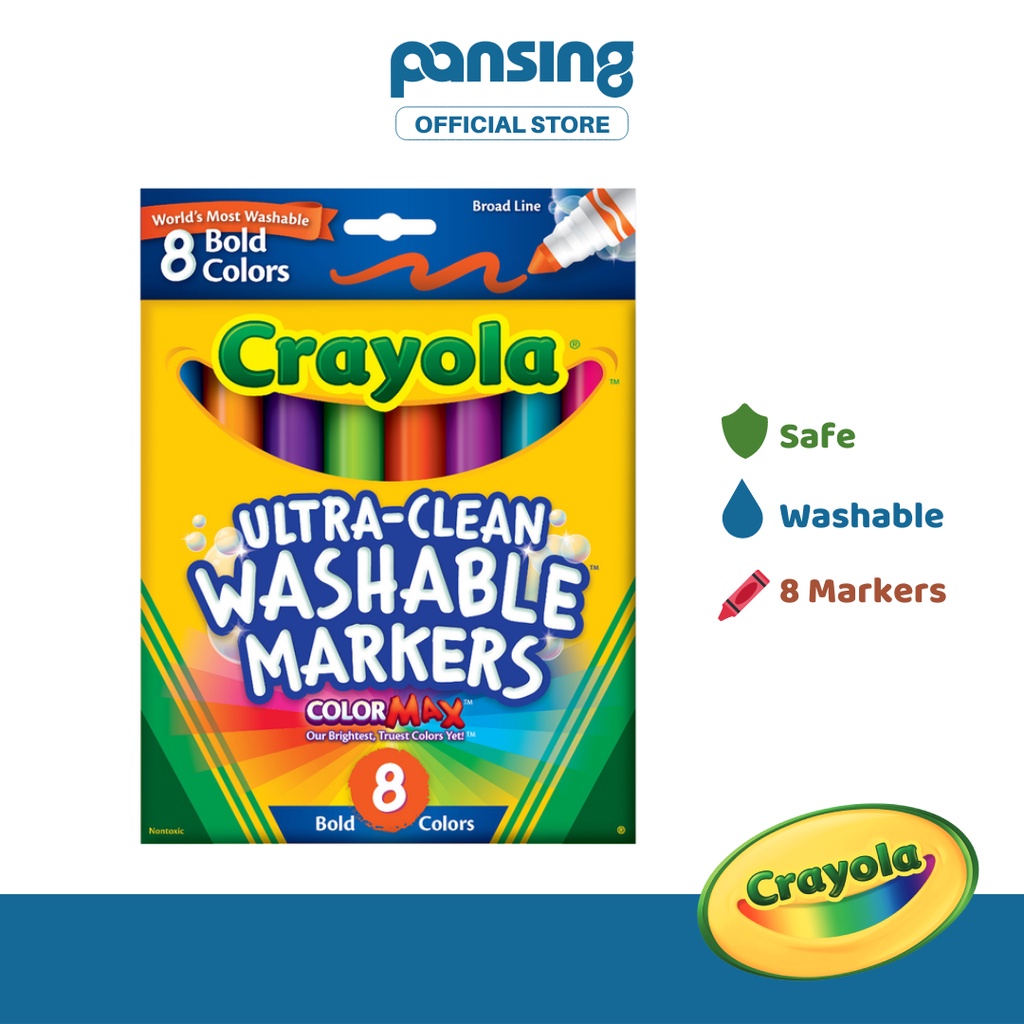 Crayola Ultra-Clean Bold Color Broad Line Markers (8 Count) | Shopee ...