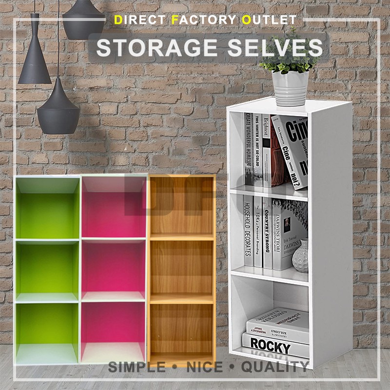 DFO 3 Tiers Wooden Rack Storage Cabinet Organiser Bookshelf Book Shelf ...