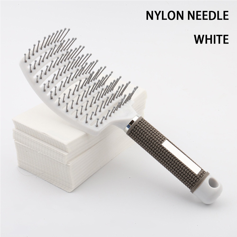 Natural Boar Bristle Nylon Detangling Brush curved comb bristlesanti ...