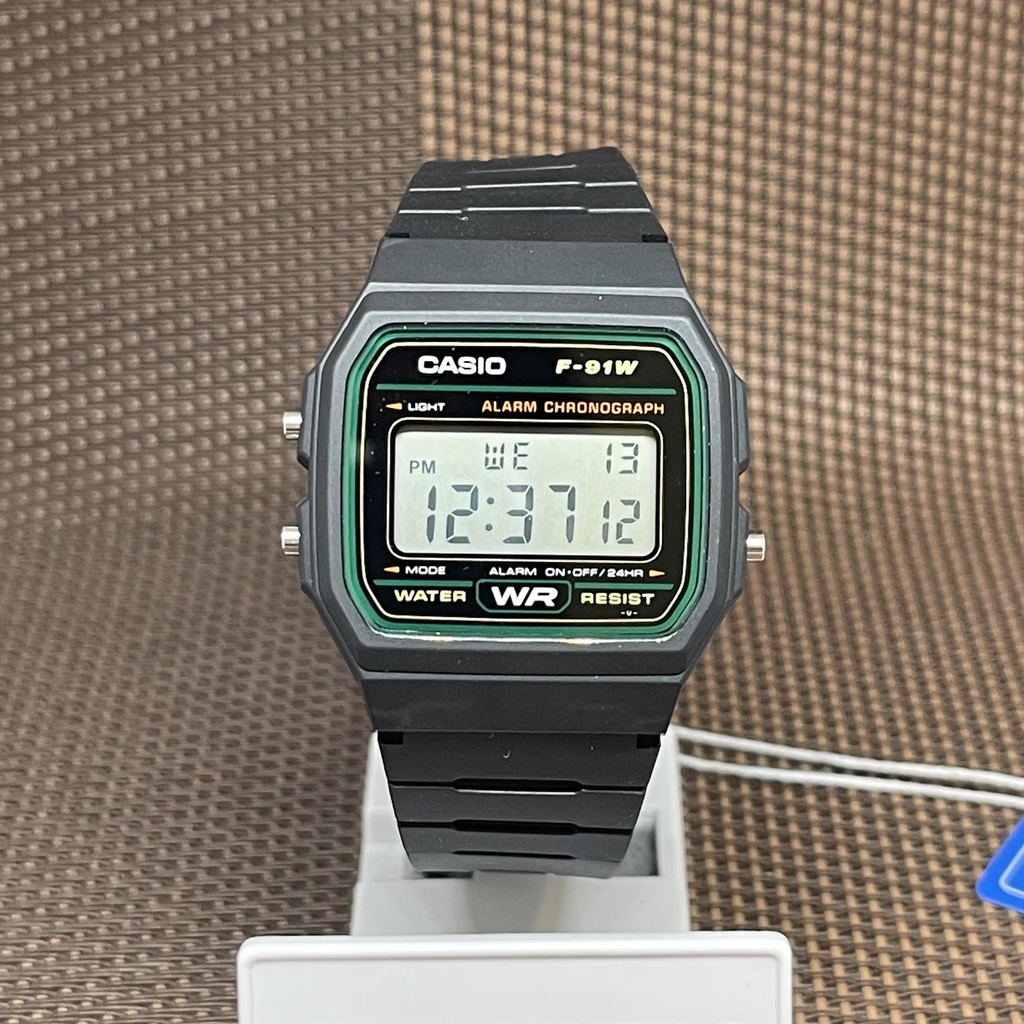 [Original] Casio F-91W-3D Classic Retro Digital WR Stopwatch Black Watch | Shopee Singapore