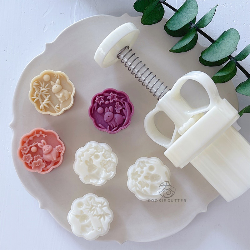 In stock 20g Chinese Style Flower Rabbit Bamboo Bunny Mooncake Mold Mid ...