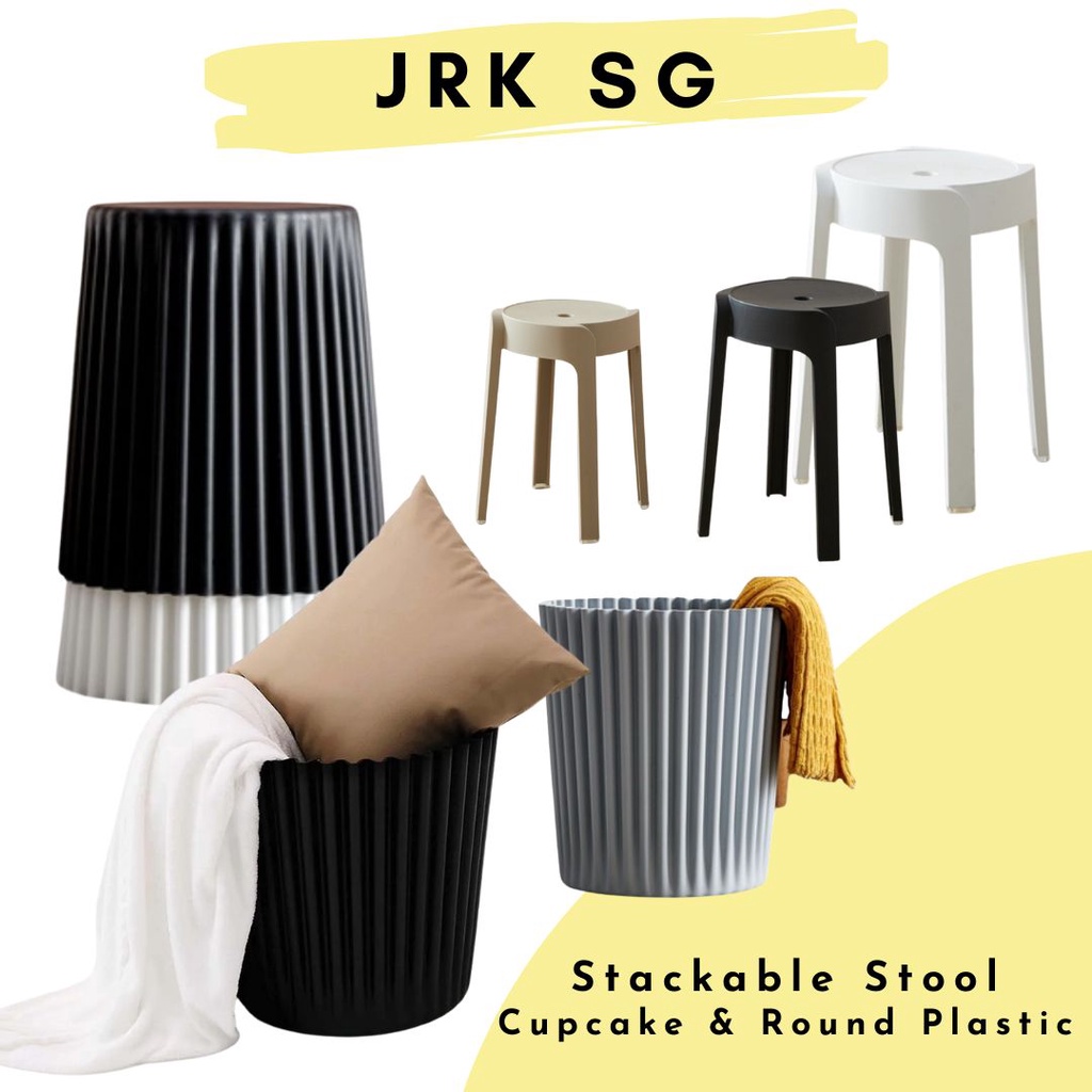 🇸🇬Stackable Stool- Pleated cupcake stackable stools & Stackable Neutral ...