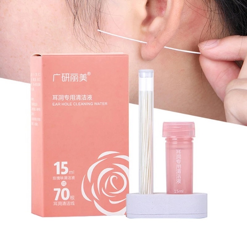 Earrings Hole Cleaner Rose Fragrance Odor Removal Ear Care Kit / Floss ...