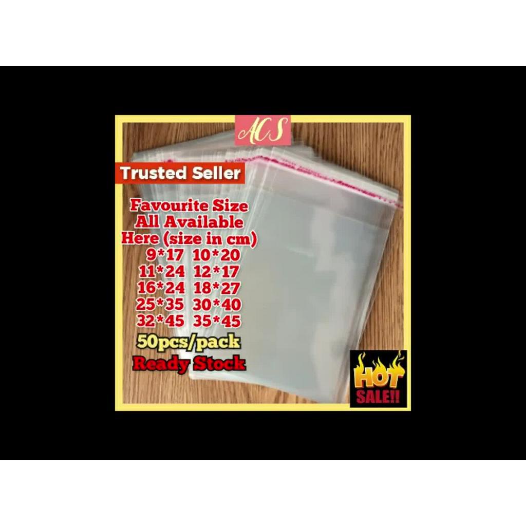 Self Adhesive Bag Opp Bag 50pcs Transparent Packing Plastik Opp Beg ...