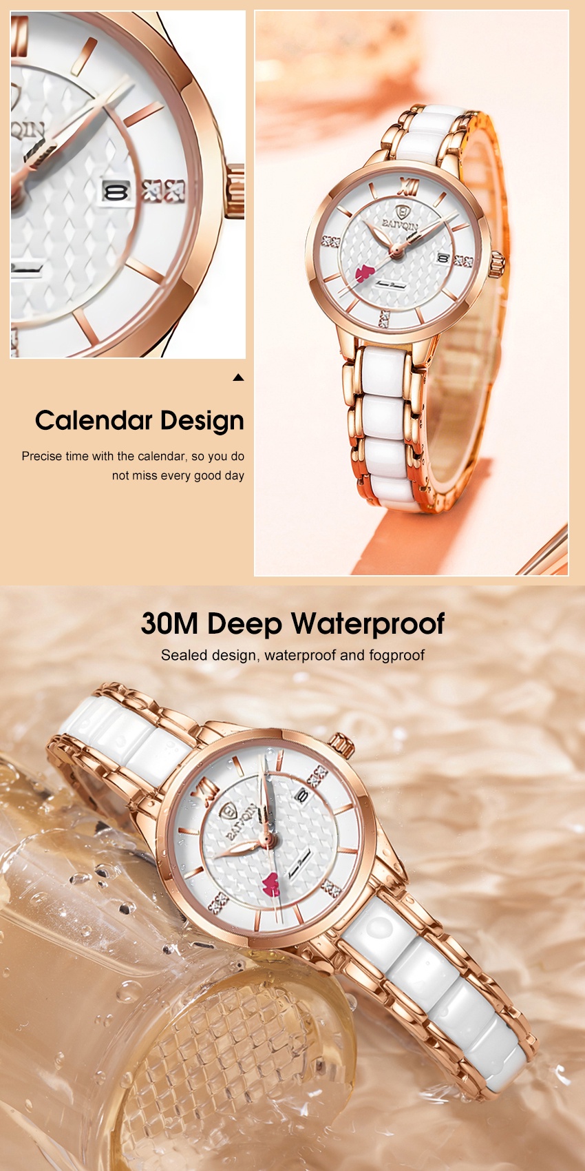 LouisWill Ladies Fashion Watch Retro Quartz Watch 30M Waterproof Watch ...