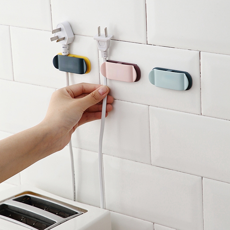 4Pcs Wall-Mounted Power Cord Storage Holder Adhesive Free Punch Socket ...