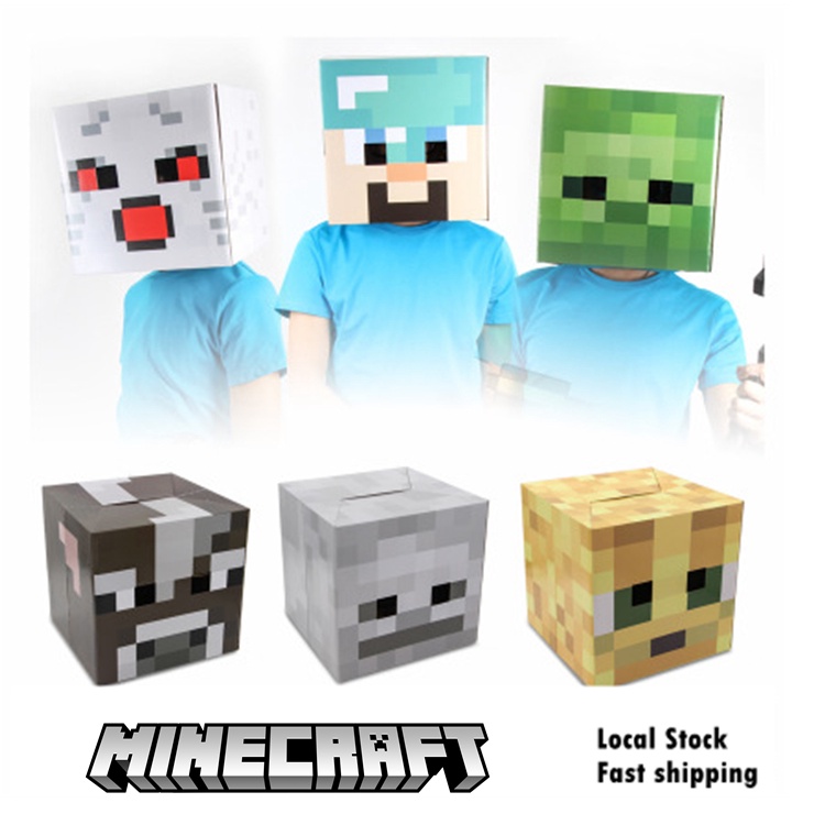 [SG] Minecraft Cosplay Head Gear Helmet Mask Kids Adult Outdoor Indoor ...